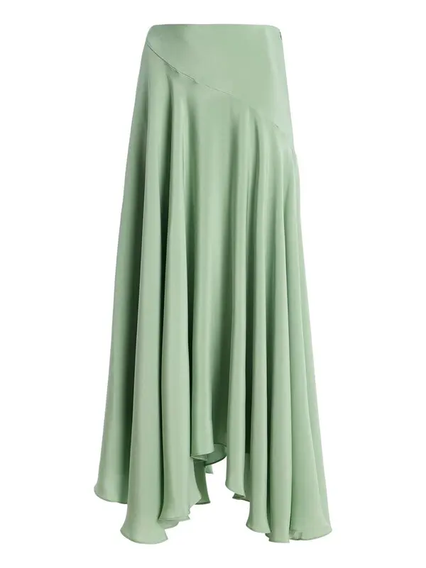RODARTE Bias Silk-crepe Midi Skirt - Green
