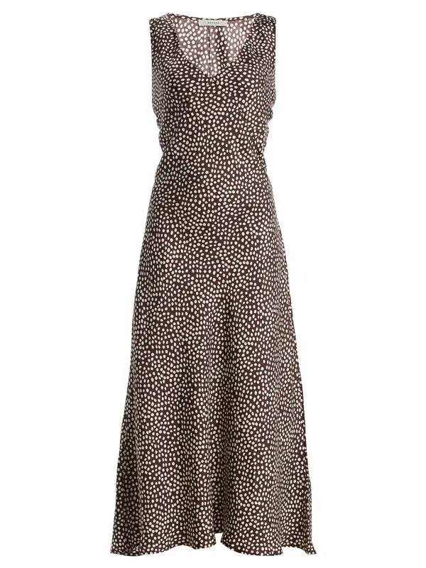 Asceno Provence Silk Maxi Dress - Brown