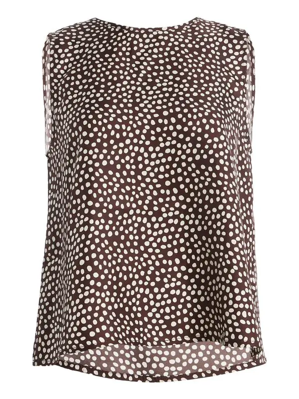 Asceno Sofia Silk Printed Sleeveless Top - Brown