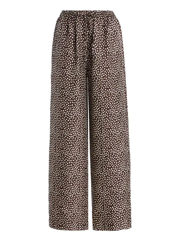 Asceno Aurelia Silk Wide-leg Printed Trousers - Brown