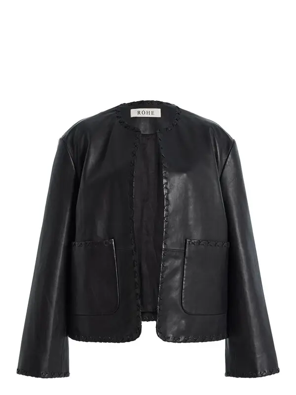 RÓHE Blanket-stitched Leather Jacket - Black
