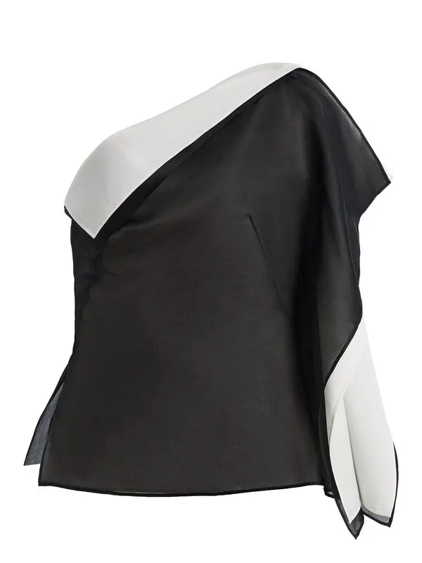 RÓHE Sculptural Double-layered Silk Organza Top - Black