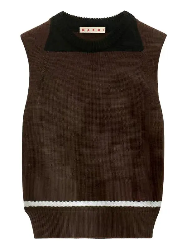 Marni Logo Embroidered Knitted Top - Brown