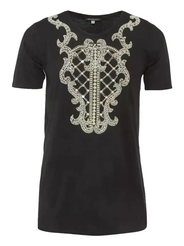 Balmain Pearl-embellished Jersey T-shirt - Black