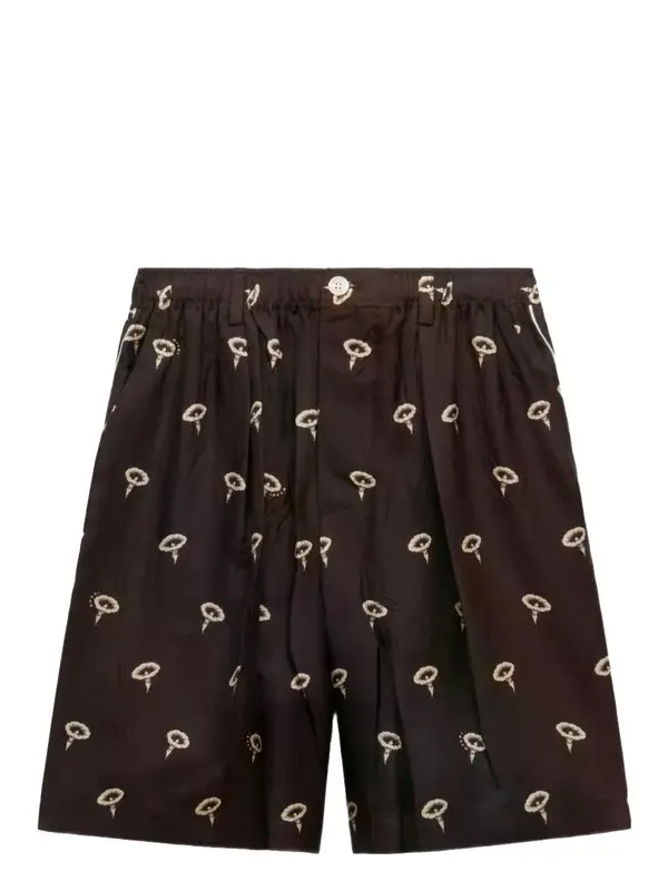 Marni Silk Twill Floral Print Pajama Shorts - Brown