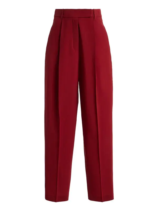 RÓHE Daria Pleated Wool Tape Trousers - Red