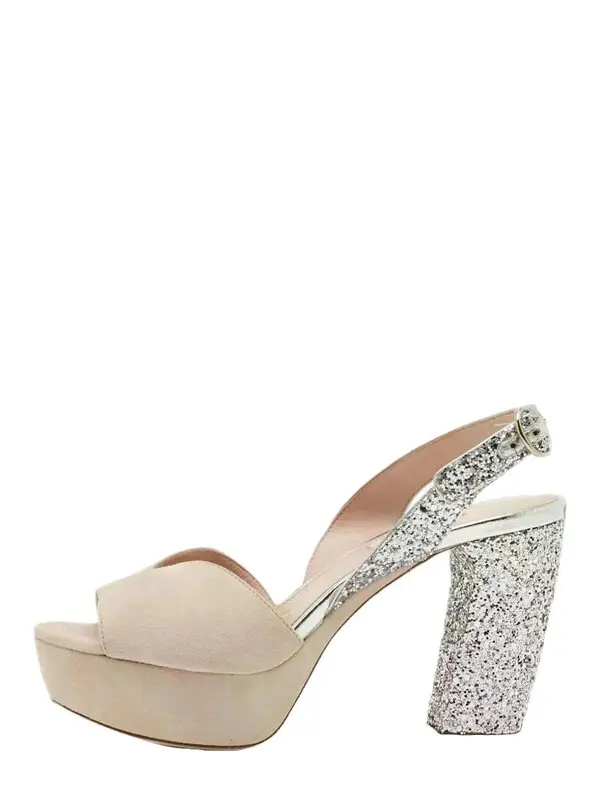 Miu Miu Glitter-detail Platform Sandals - Neutrals