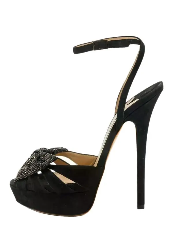 JIMMY CHOO Embellished Platform Sandals - Black