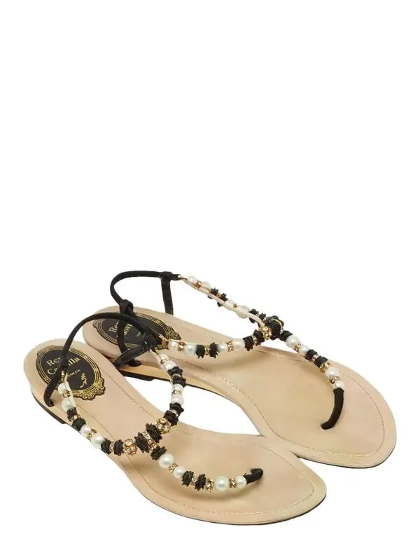 Rene Caovilla Embellished Thong Flat Sandals - Neutrals