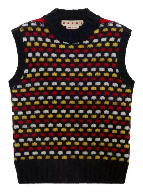Marni Jacquard Shetland Wool Vest - Blue