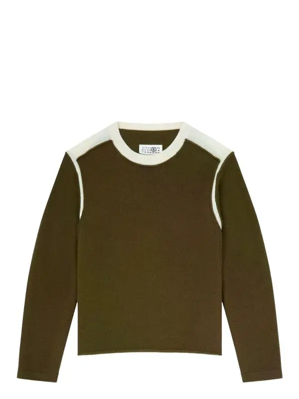 MAISON MARGIELA Crew Neck Jumper With Asymmetrical Detailing - Green