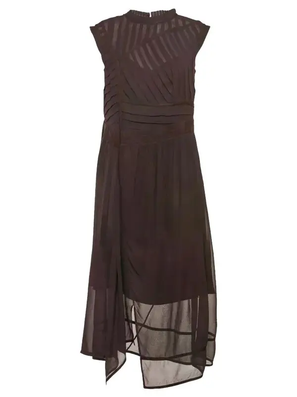 ALLSAINTS Pleated Detail Midi Dress - Brown