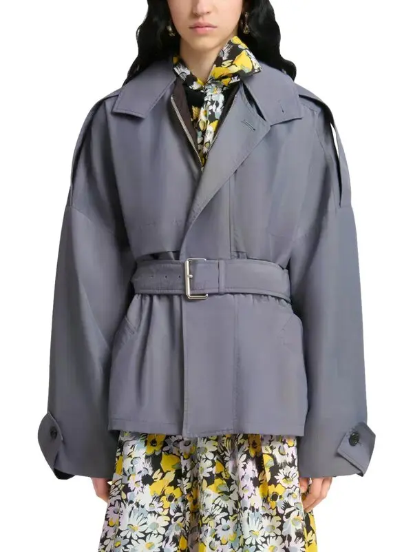 Marni Grey Nylon Blouson With Belt - Blue