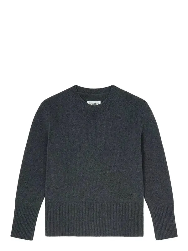 MAISON MARGIELA Crew Neck Wool Sweater With Deconstructed Ribbing - Grey