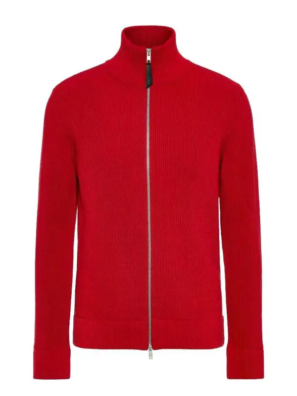 MAISON MARGIELA Ribbed Zip-up Sweatshirt - Red