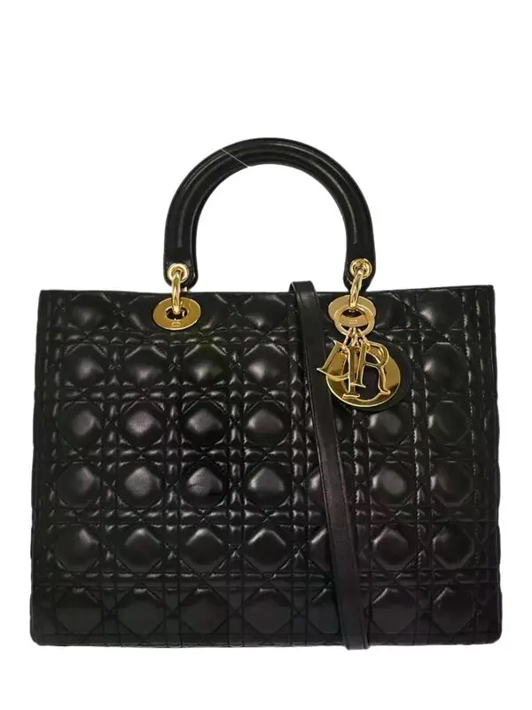 Dior Lady Cannage Lambskin Tote Bag - Black