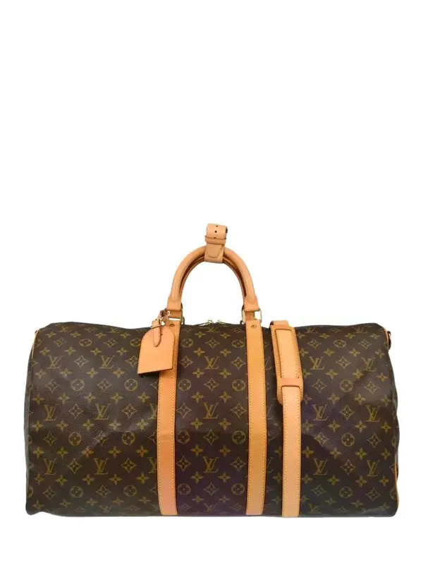 LOUIS VUITTON Monogram Keepall Bandouliere Luggage Bag - Brown