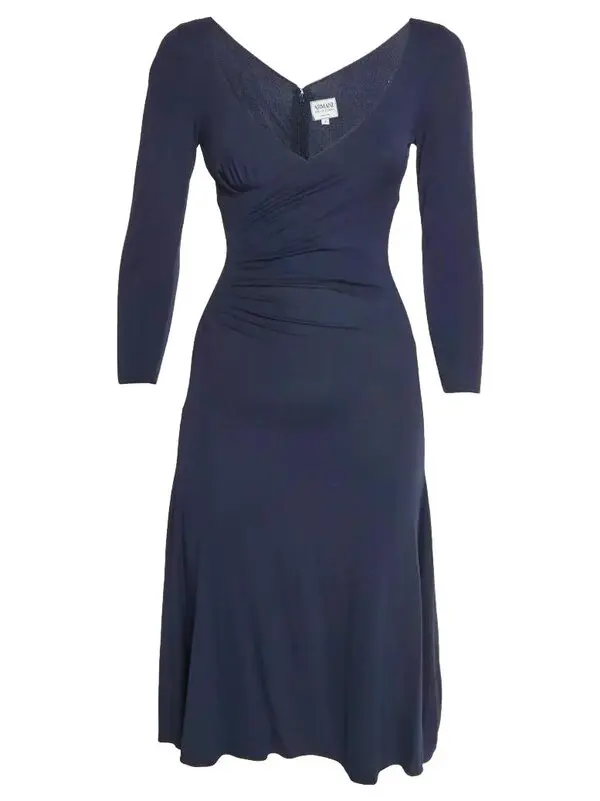 ARMANI Navy Draped Maxi Dress - Blue