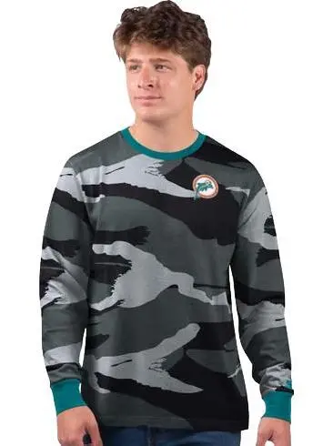 STARTER Charcoal Miami Dolphins Thursday Night Gridiron Vintage Logo Long Sleeve T-shirt - Gray