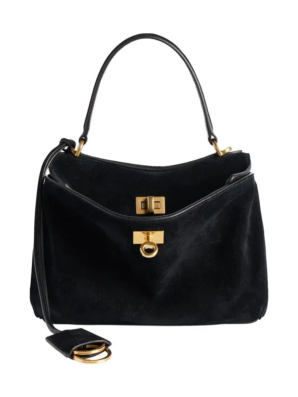 Balenciaga Mini Suede Rodeo Top Handle Bag - Black