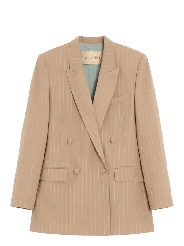 Valentino Garavani Virgin Wool Pinstripe Blazer - Beige