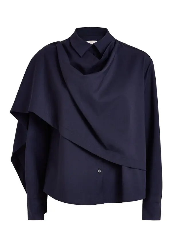 Claudie Pierlot Wool-blend Shawl Shirt - Blue