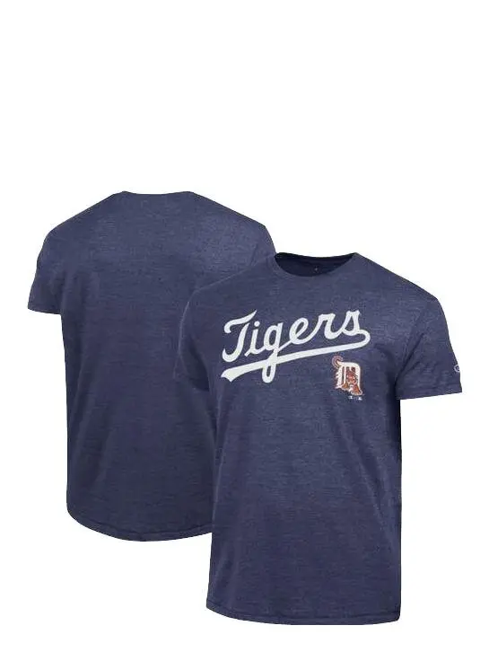 Champion Detroit Tigers Cooperstown Wordmark Lockup Tri-blend T-shirt - Navy