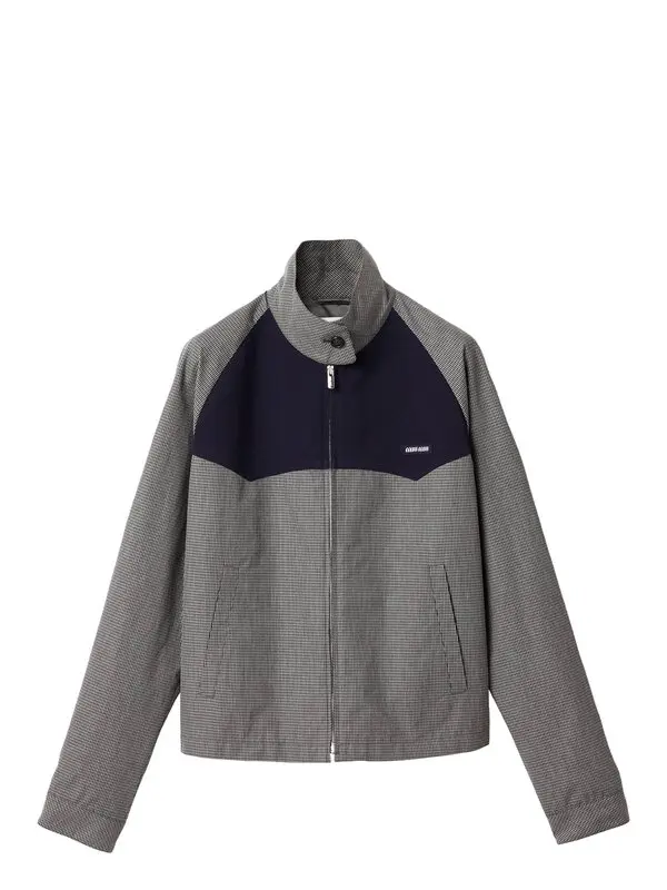 Miu Miu Cotton Gingham Check Zip-up Jacket - Grey