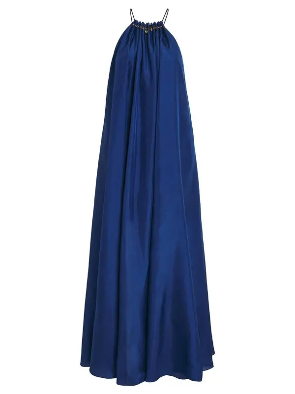 Zimmermann Silk Halterneck Maxi Dress With Open Back - Navy
