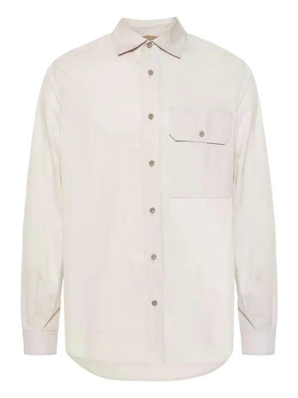 TEN C Classic-collar Poplin Shirt - Neutrals