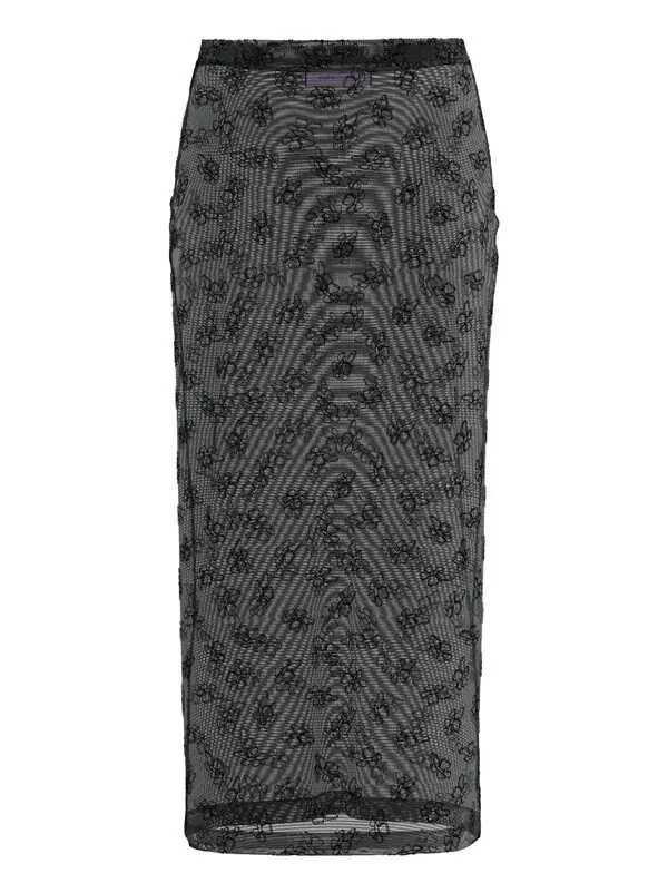 MARGHERITA MACCAPANI Embroidered Semi-sheer Overskirt - Black