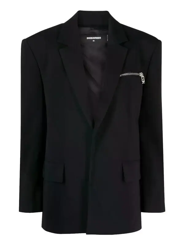 Dsquared2 Logo Charm Single-breasted Blazer - Black