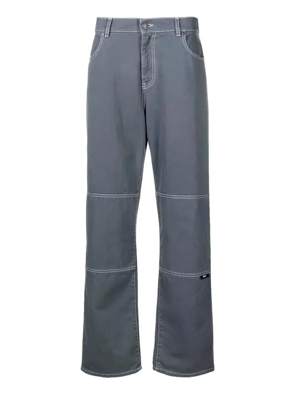 MSGM Logo Print Straight-leg Trousers - Grey