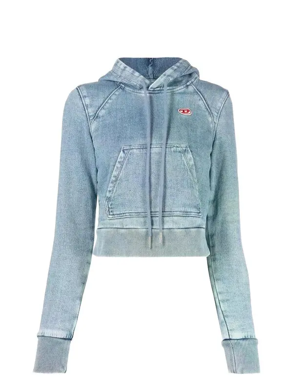 DIESEL® D-angy Logo-appliqué Denim Hoodie - Blue