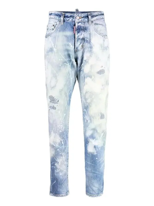 Dsquared2 Paint Splatter Tapered Jeans - Blue