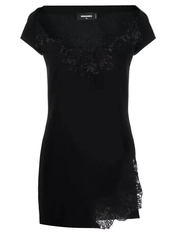 Dsquared2 Floral Lace Sheath Minidress - Black