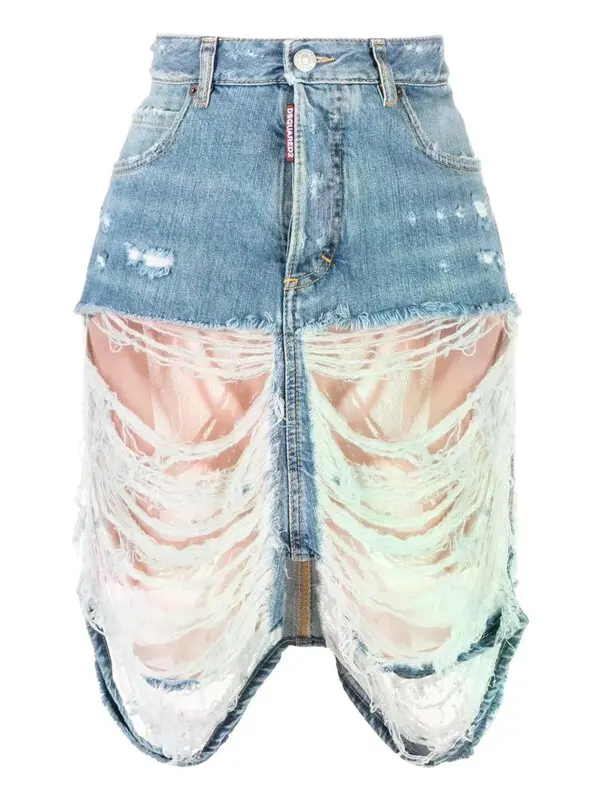 Dsquared2 Distressed Denim Skirt - Blue