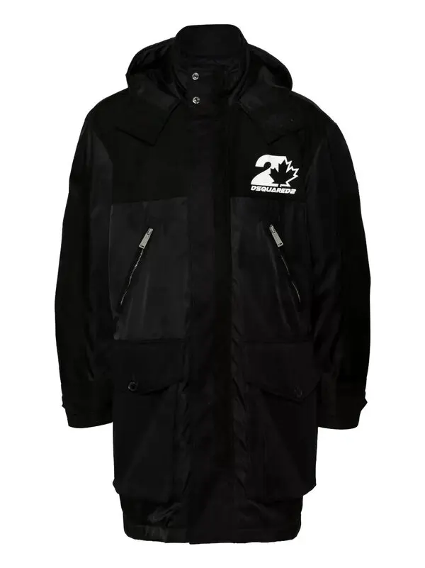 Dsquared2 Leaf Hooded Parka - Black