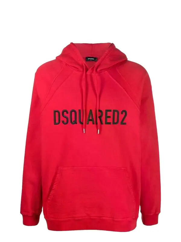 Dsquared2 Raised-logo Drawstring Hoodie - Red