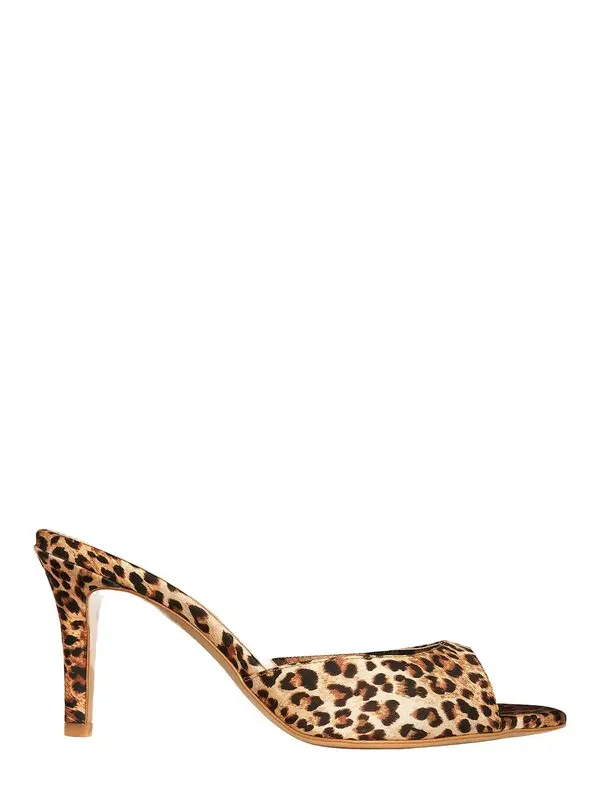 GINISSIMA Vicky Leopard Print Satin Clogs - Black
