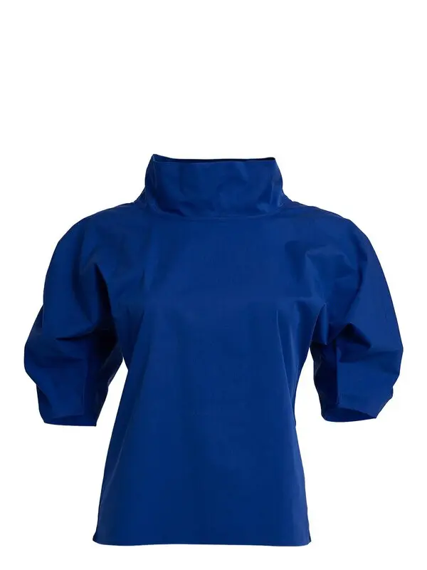 BIANCA POPP High Neck Puff Sleeve Blouse - Blue