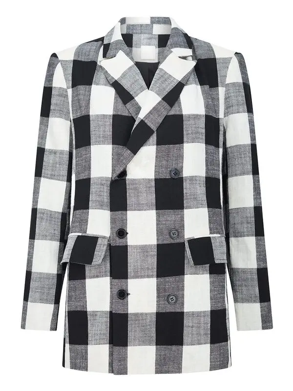 LILY AND LIONEL Zena Double Breasted Check Jacket - Black