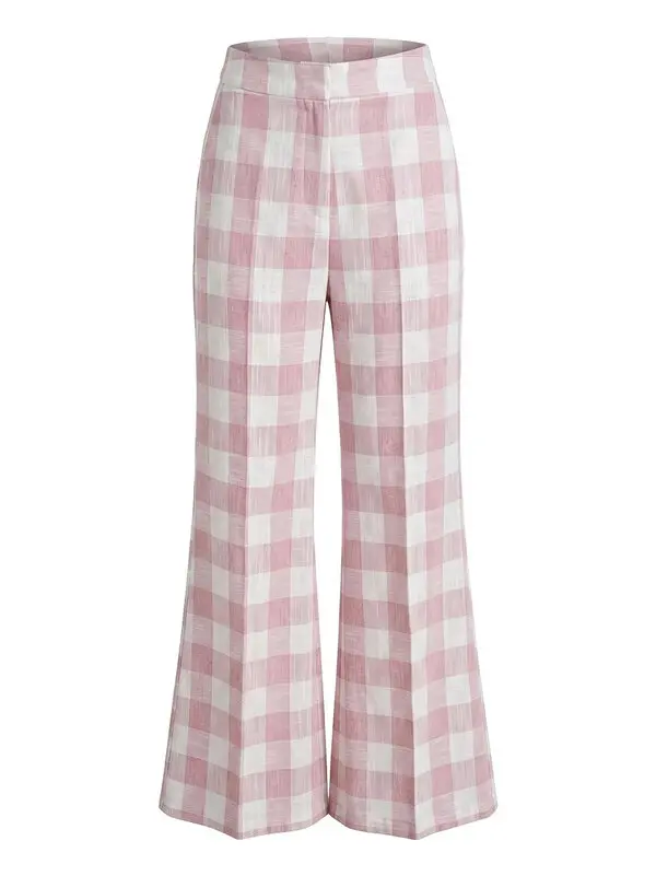 LILY AND LIONEL Zena Flared Check Trousers - Pink