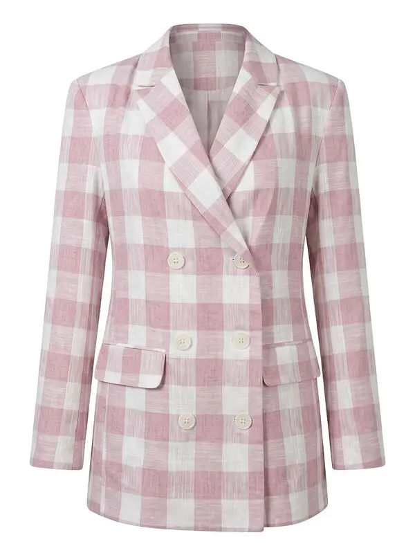 LILY AND LIONEL Zena Double Breasted Check Jacket - Pink