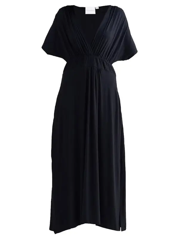 REISTOR Flowy A-line Maxi Dress With Side Slits - Black
