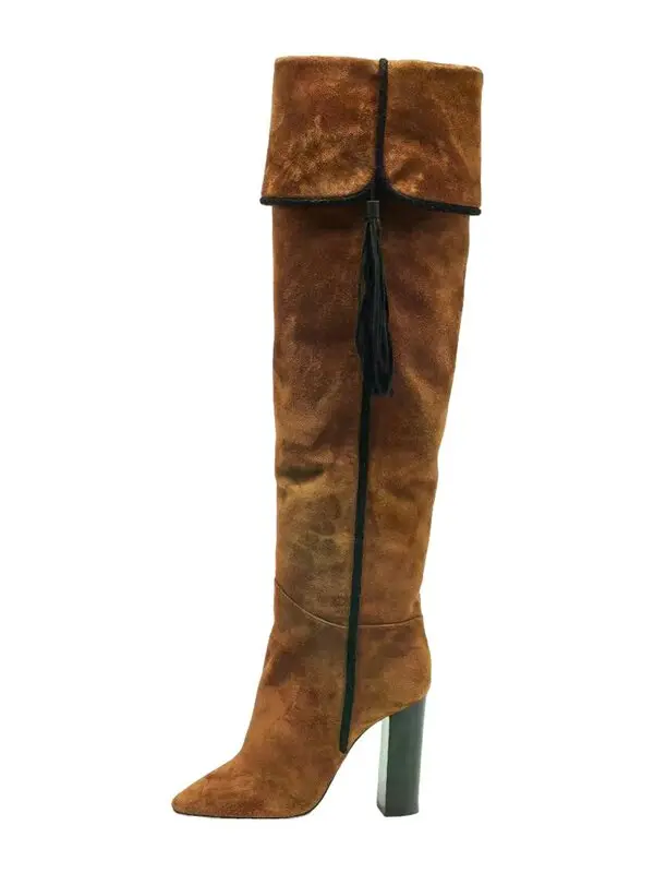 Saint Laurent Meurice Fringe-detail Boots - Brown