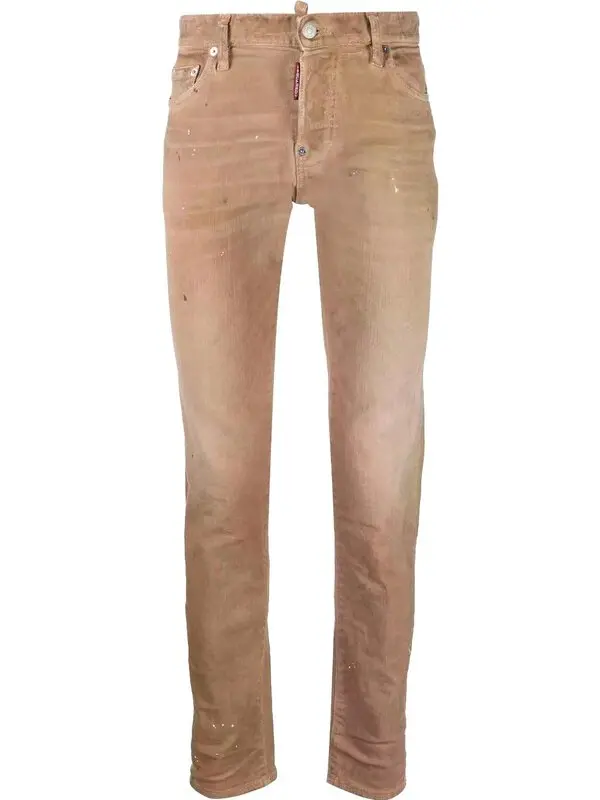 Dsquared2 Paint Splatter Skinny Jeans - Brown