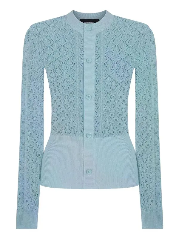 Dsquared2 Pointelle Knit Cotton Cardigan - Blue
