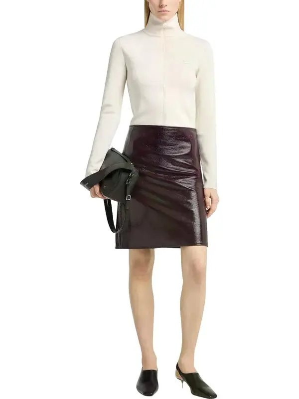 COURREGES Logo Embroidered Zipped Cardigan - Neutrals
