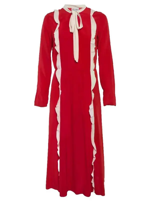 Red Valentino Ruffle-trim Midi Dress - Red